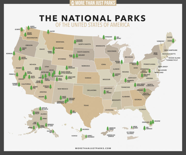 COMPLETE National Parks List 2024 (+ Printable MAP)